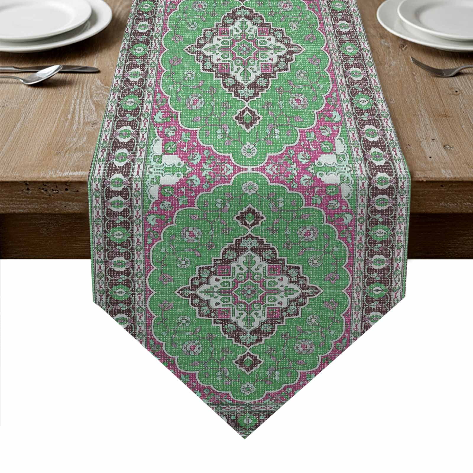 Boho Southwest Table Runner Linen Burlap Table Runner 90 Inches Long ...