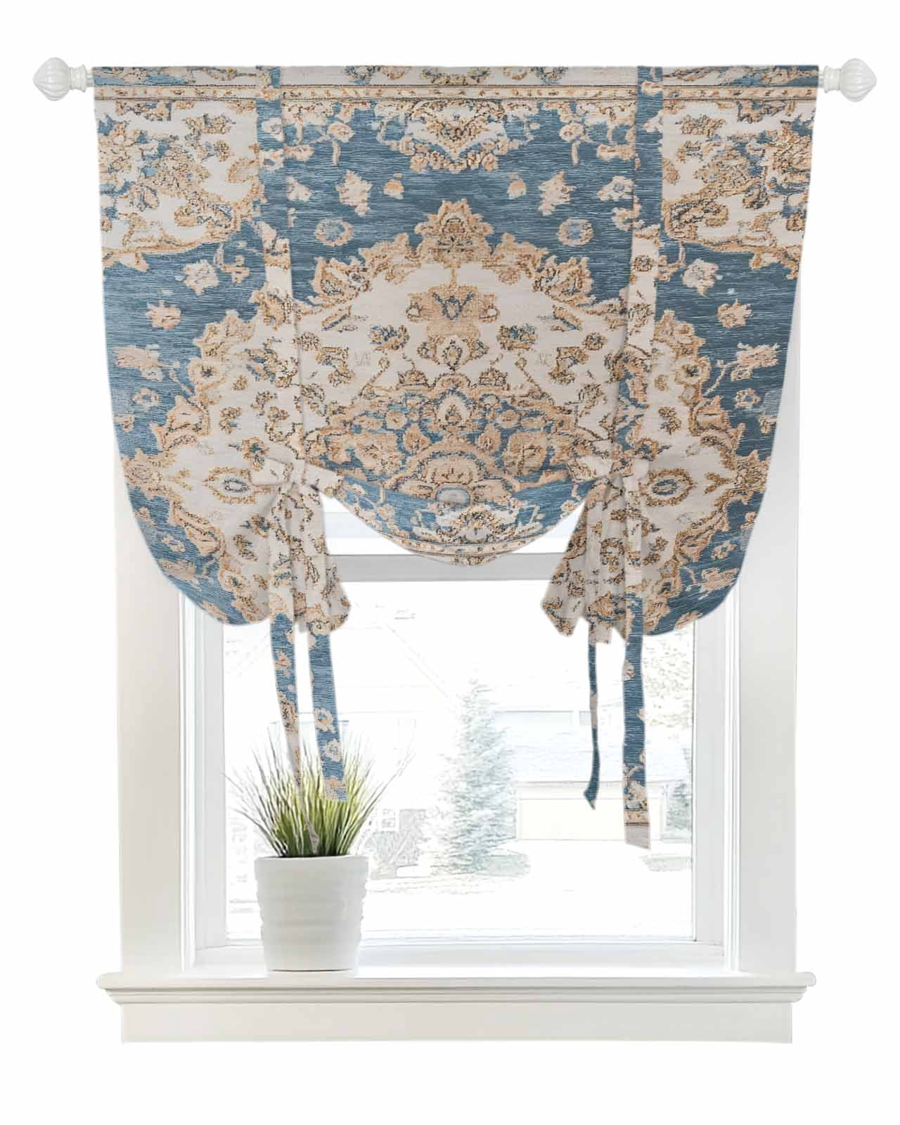 Boho Southwest Tie Up Curtains for Window, Thermal Insulated Balloon ...