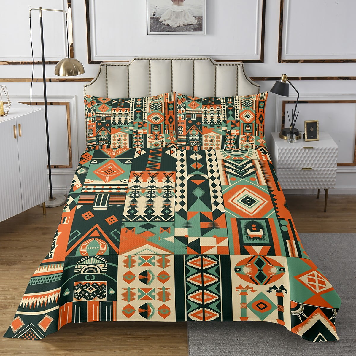 Boho Southwest Twin Quilt Set,Southwestern Aztec Tribal Exotic Bedding ...