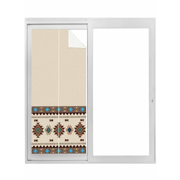 Boho Southwest Window Privacy Film, Farmhouse Aztec Tribe Brown Blue ...