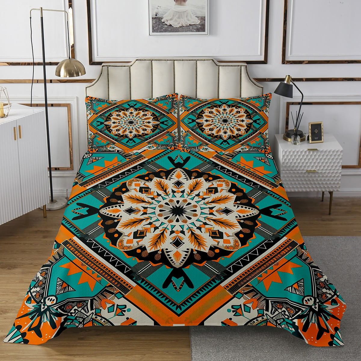 Boho Southwestern King Quilt Set,Southwest Aztec Tribal Exotic Bedding ...