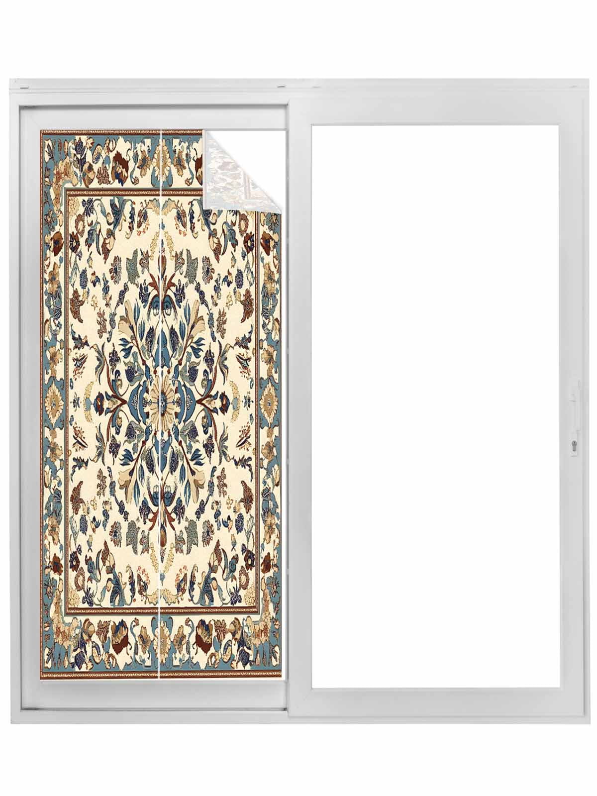 Boho Southwestern Window Privacy Film, Vintage Retro Geometric Ethnic ...