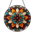 Boho Spiral Glass Suncatcher Window Decor, Vibrant Mandala Hanging Art ...
