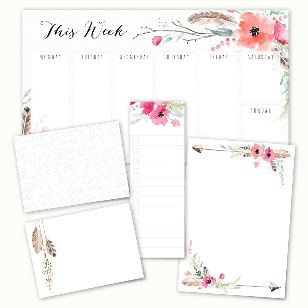 Boho Spirit Adhesive Sticky Note Pack - 5 Pads - 50 Sheets/pad ...
