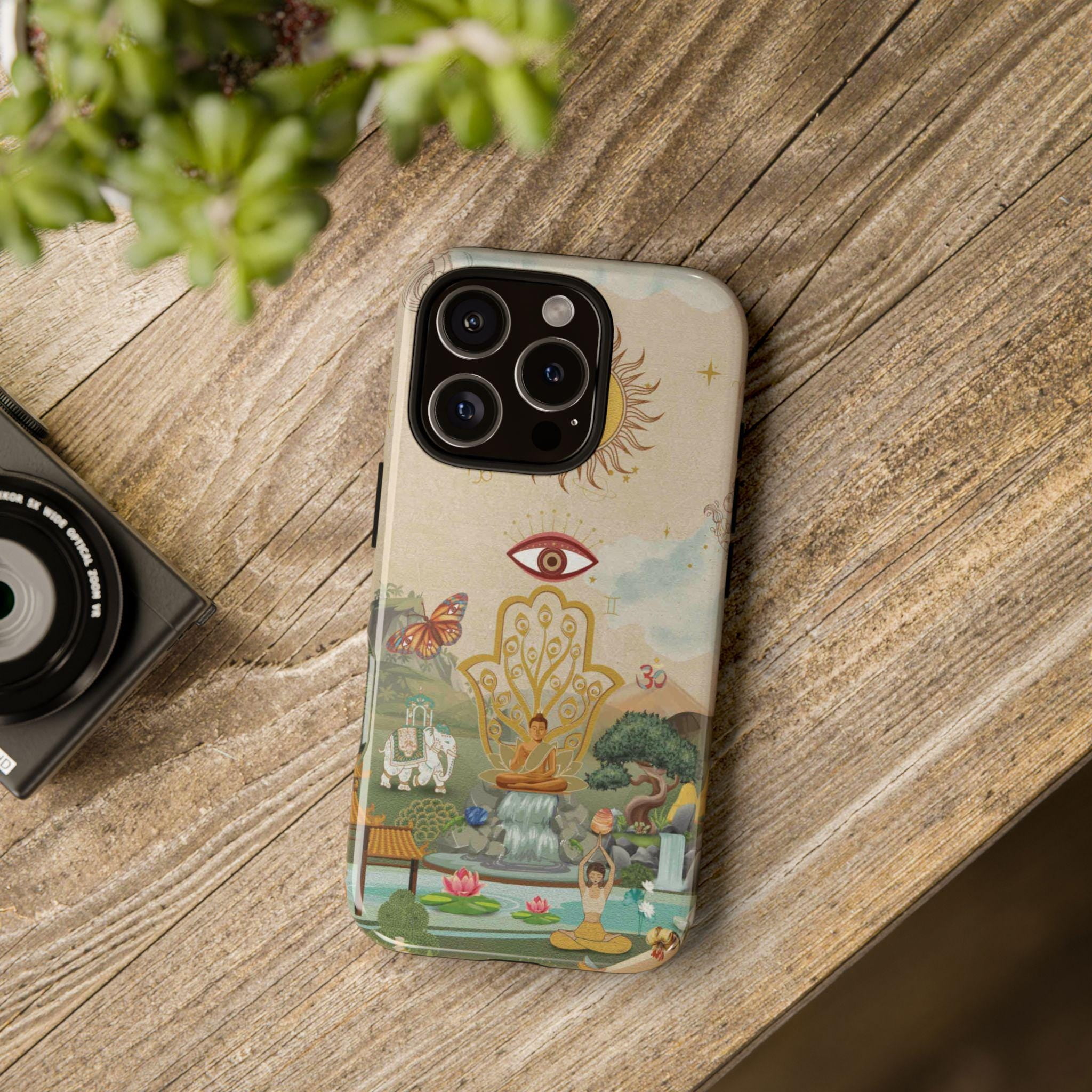 Boho Spiritual Phone Case with Yoga Meditation Sun Design 17 11 12 13 ...