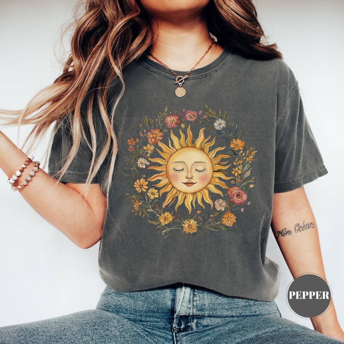Boho Spiritual Sun T-Shirt, Cute Bohemian Tee, Celestial Hippie ...