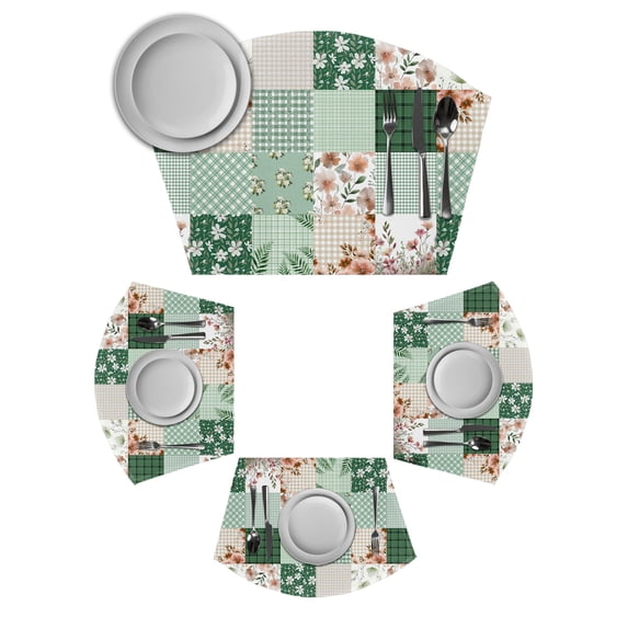 Boho Spring Floral Round Table Placemats Set of 4 Wedge Placemats ...