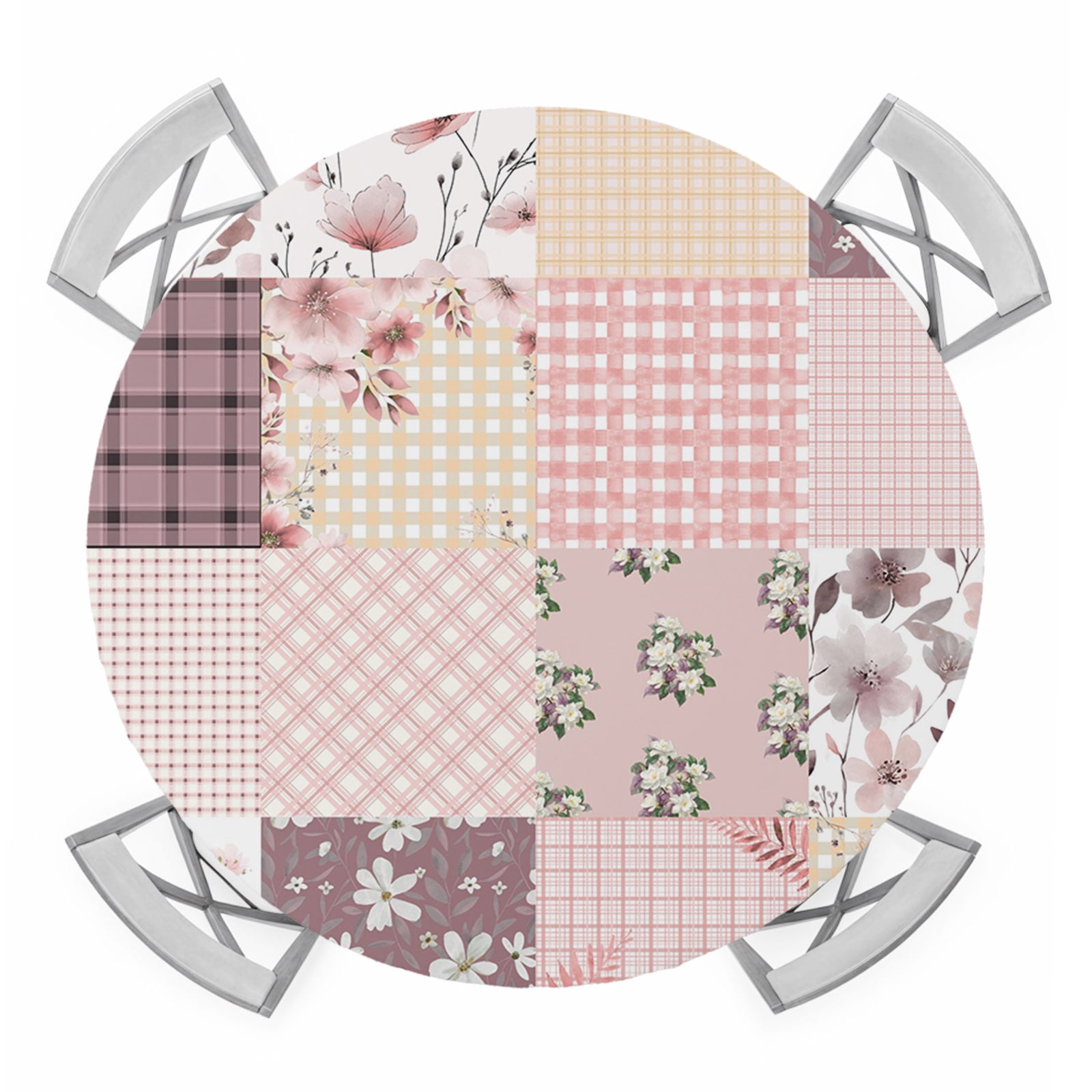 Boho Spring Floral Round Tablecloth for 36-44 Inch Tables,Fitted Table ...