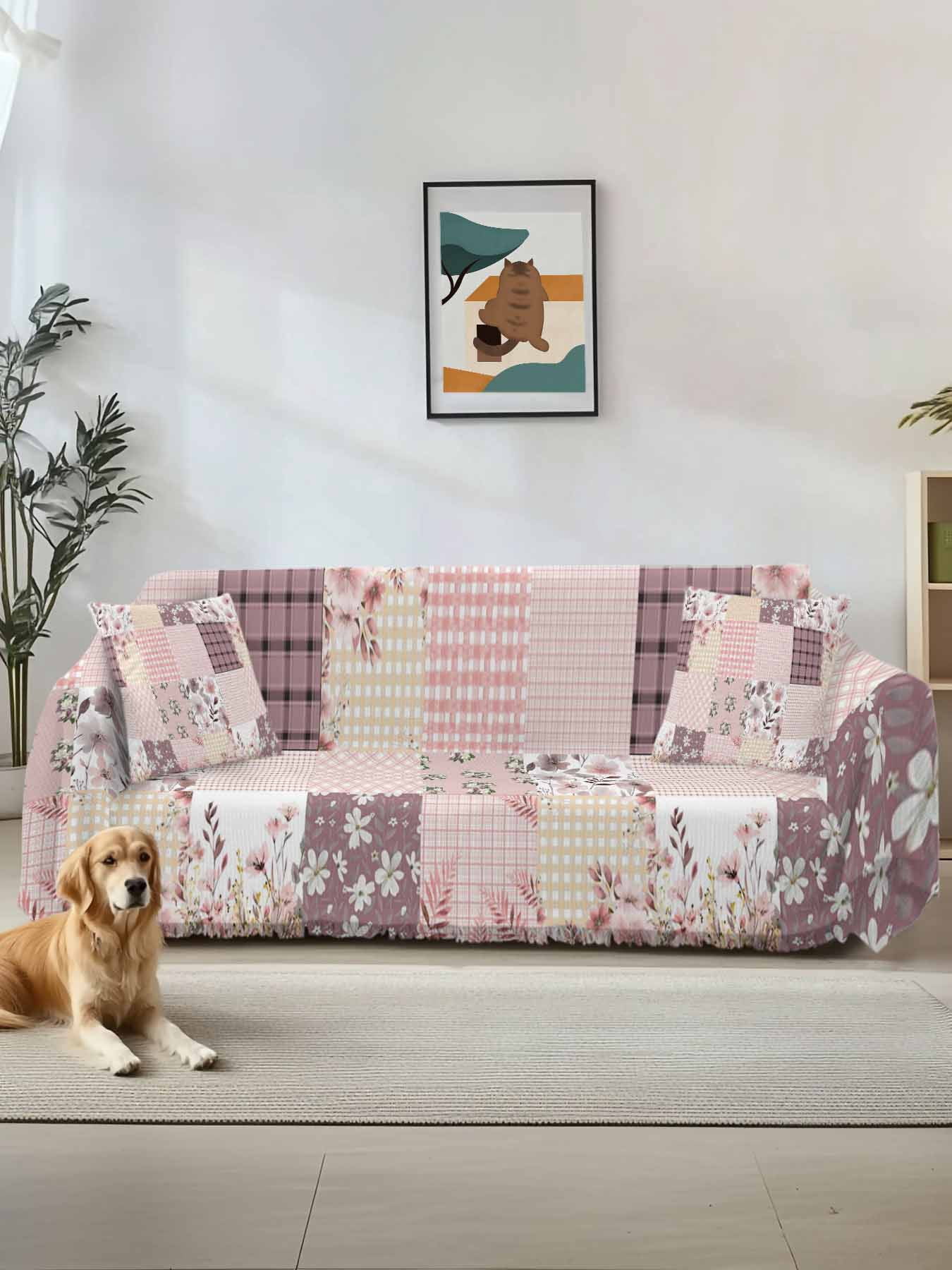 Boho Spring Floral Sofa Covers for 2-3 Cushion Couch L-Shaped Sectional ...