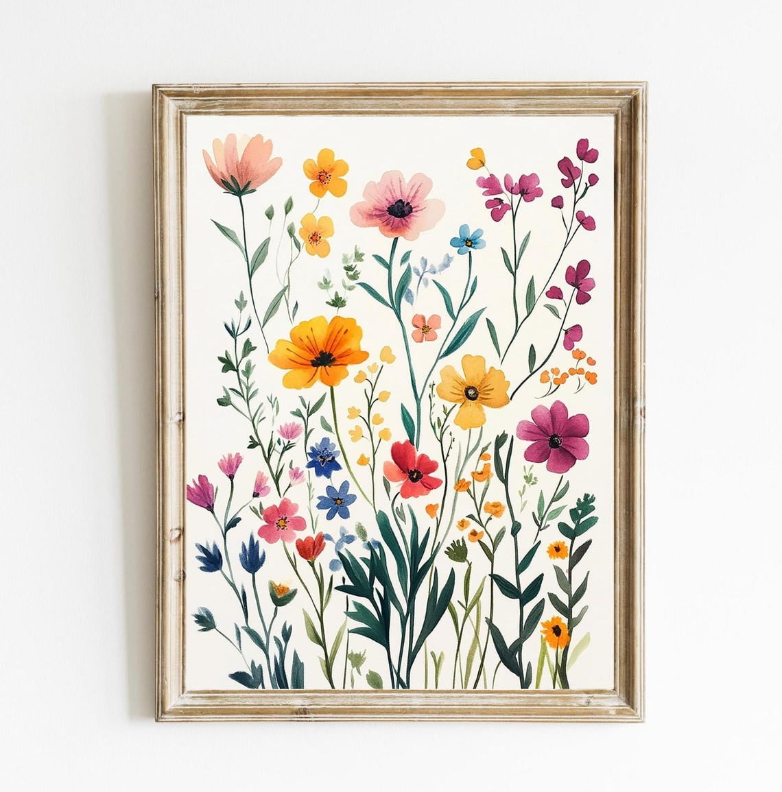 Boho Spring Wildflowers Vibrant Boho Wall Art Poster Colorful Botanical ...