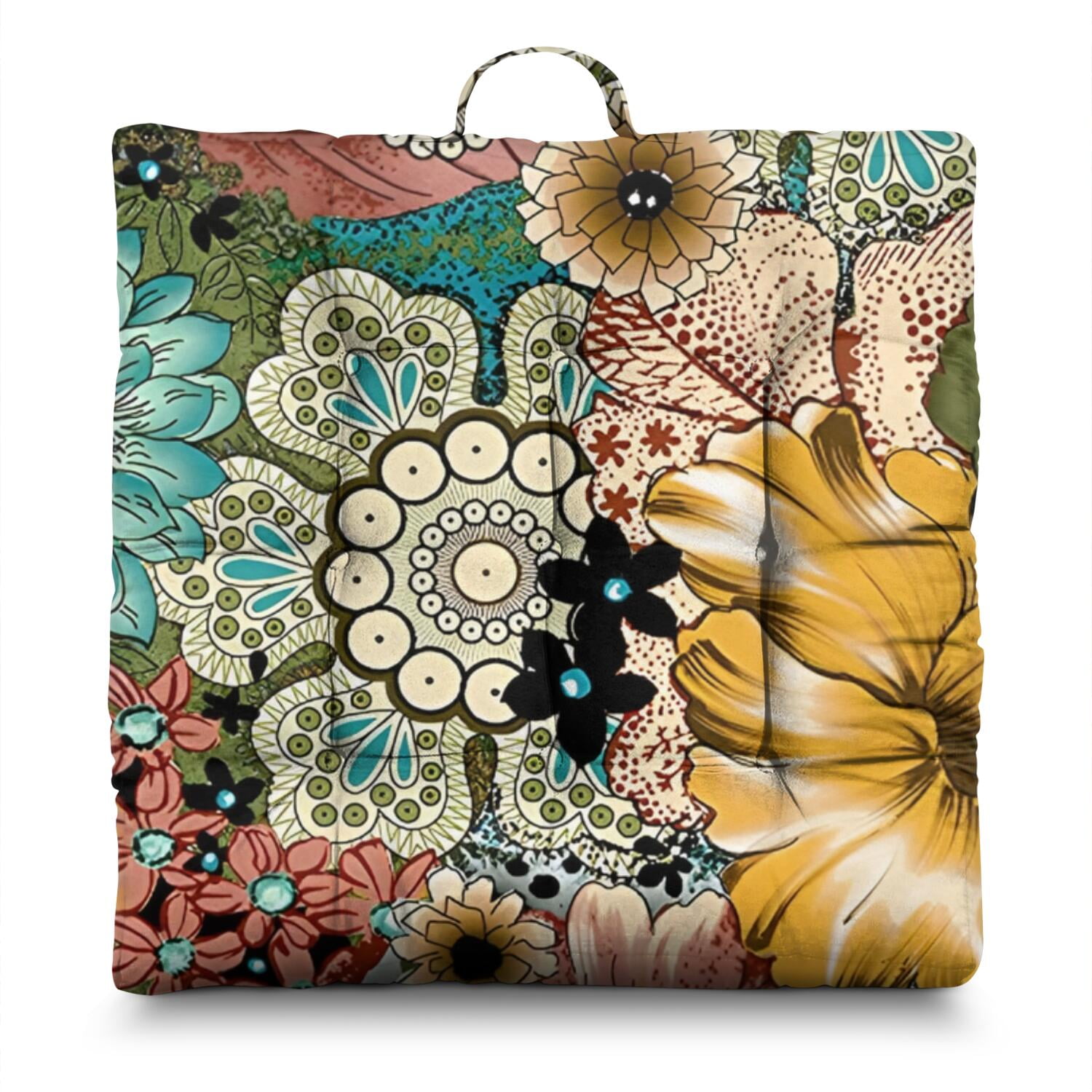 Boho Square Meditation Floor Cushion 22 Inch, Dutch Velvet Yoga Pillow ...