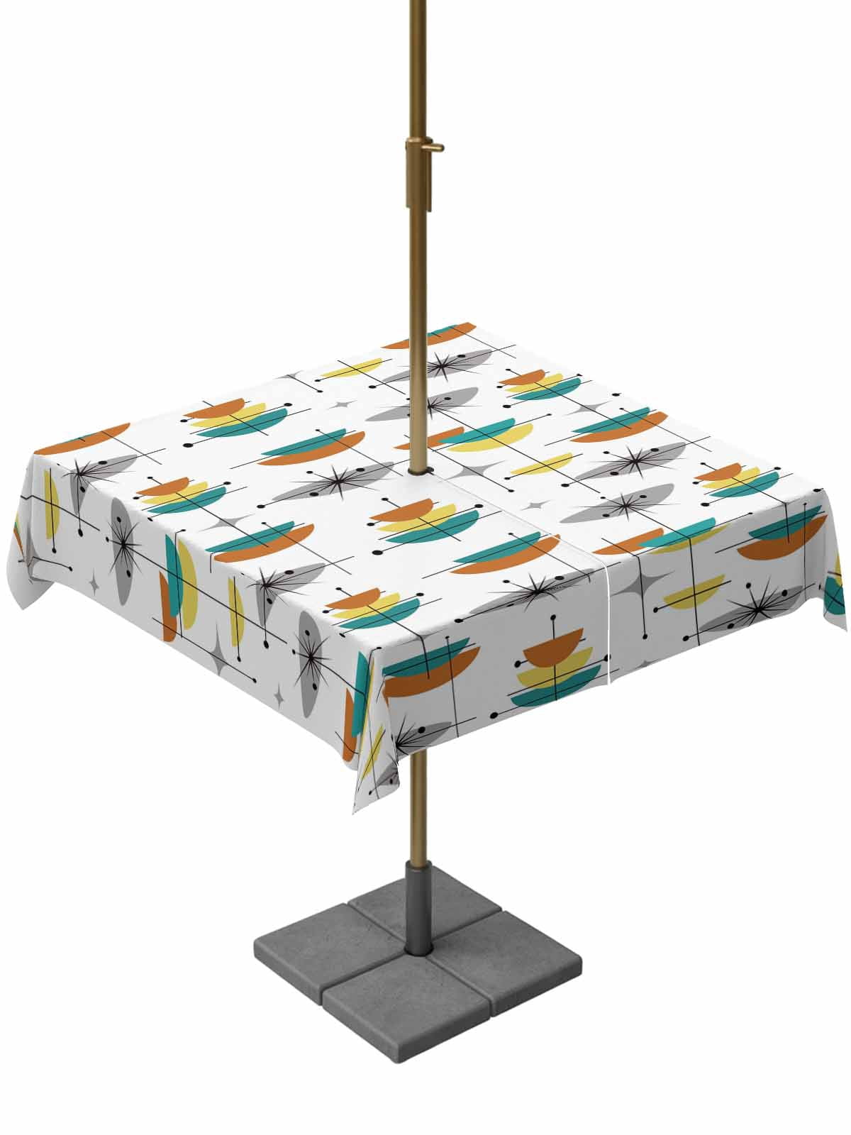 Boho Square Outdoor Tablecloth with Umbrella Hole Abstract Art 60x60 ...