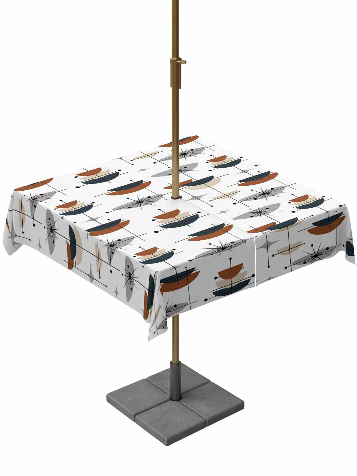 Boho Square Outdoor Tablecloth with Umbrella Hole Abstract Art 60x60 ...