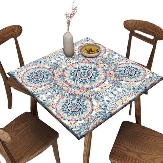 Boho Square Tablecloth, Waterproof Fitted Table Cloth for Outdoor ...
