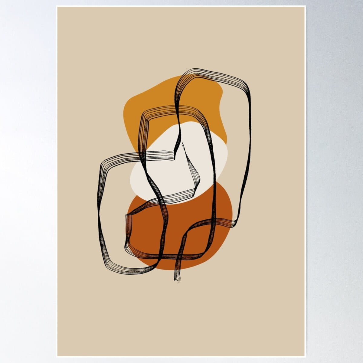 Boho Squiggle Poster Wall Art, Modern Wall Decor For Living Room ...