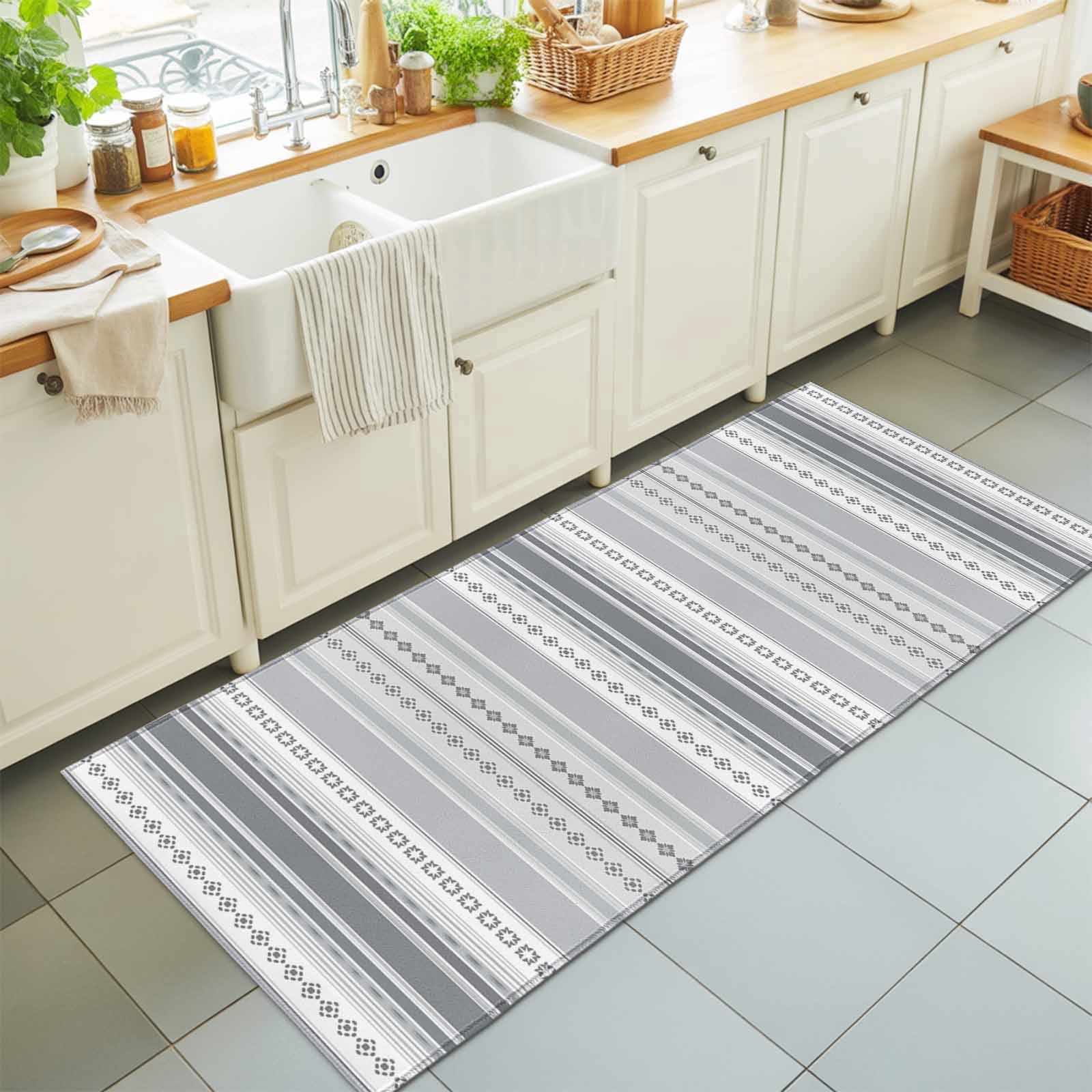 Boho Sriped White Gray Lines Modern Stripes Rectangle Area Rug 2x6ft ...