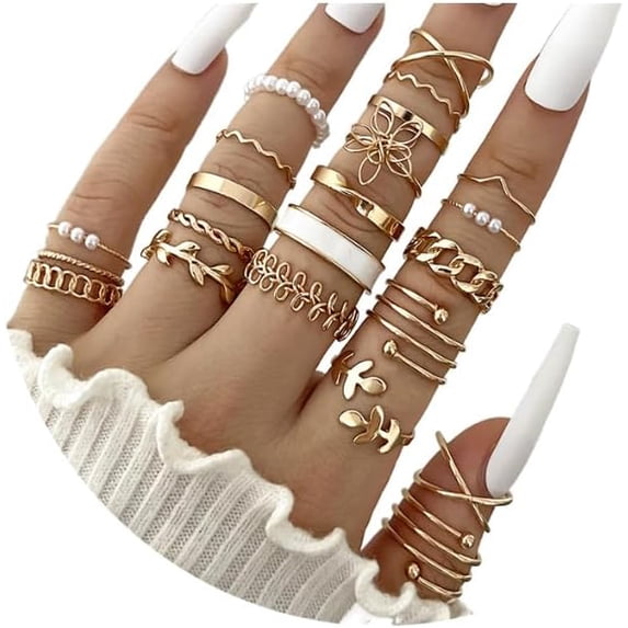 Boho Stackable Rings Set for Women,Vintage Knuckle Ring Set Preppy Y2k ...