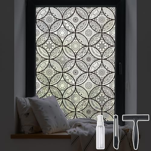 Boho Stained Glass Look Window Privacy Film with Installation Tools ...