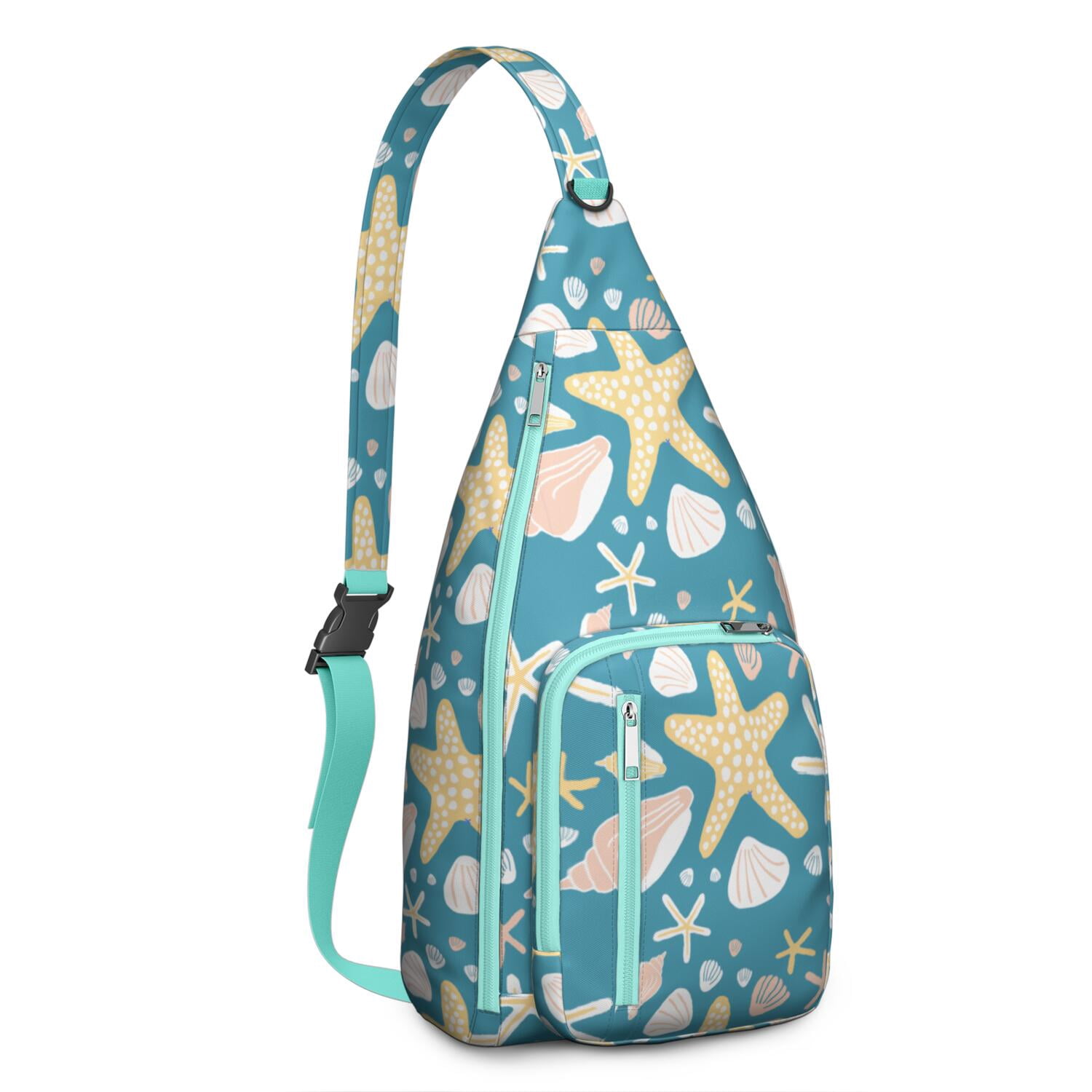 Boho Starfish Sling Backpack – Tropical Ocean-Inspired Hiking Daypack ...