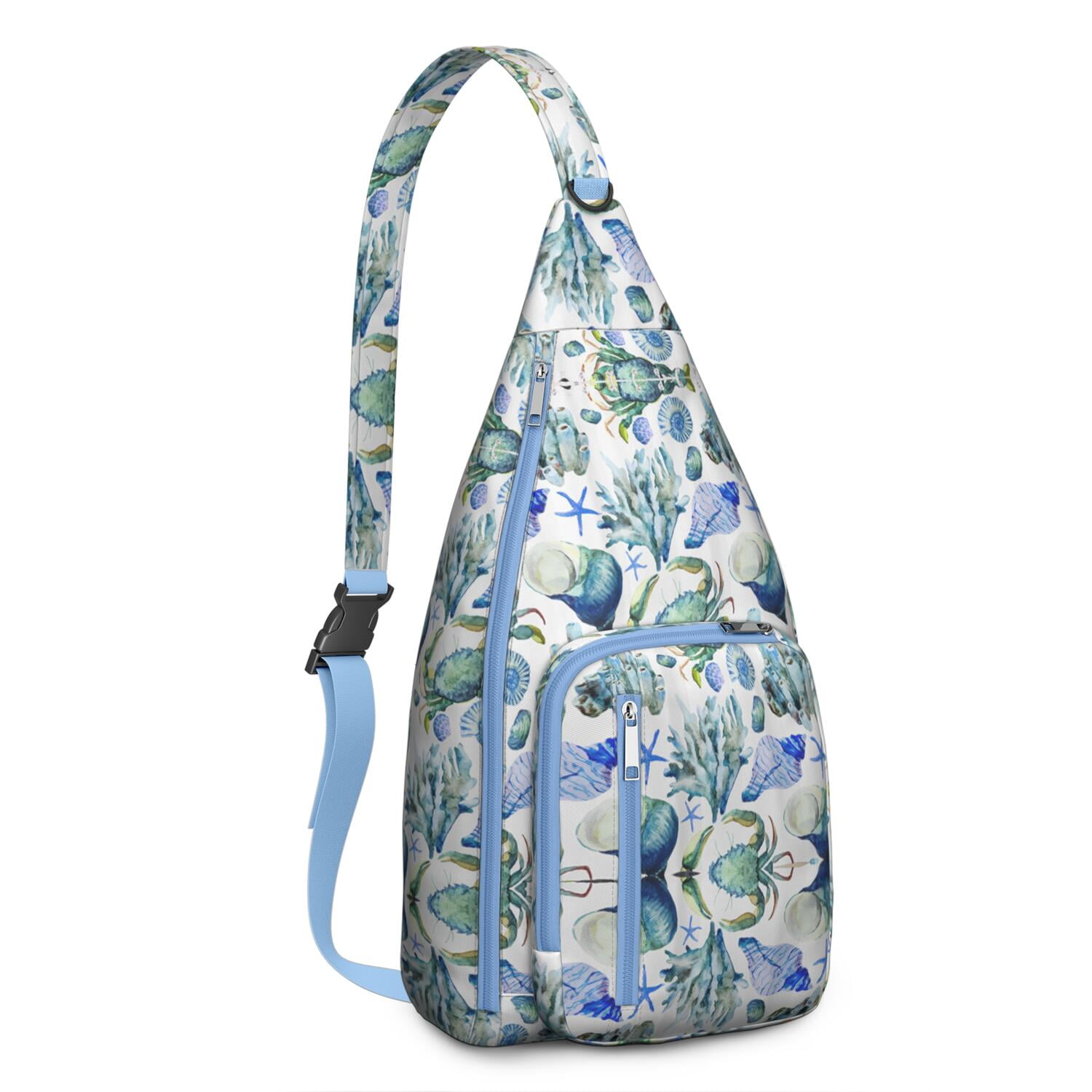 Boho Starfish Sling Backpack – Tropical Ocean-Inspired Hiking Daypack ...