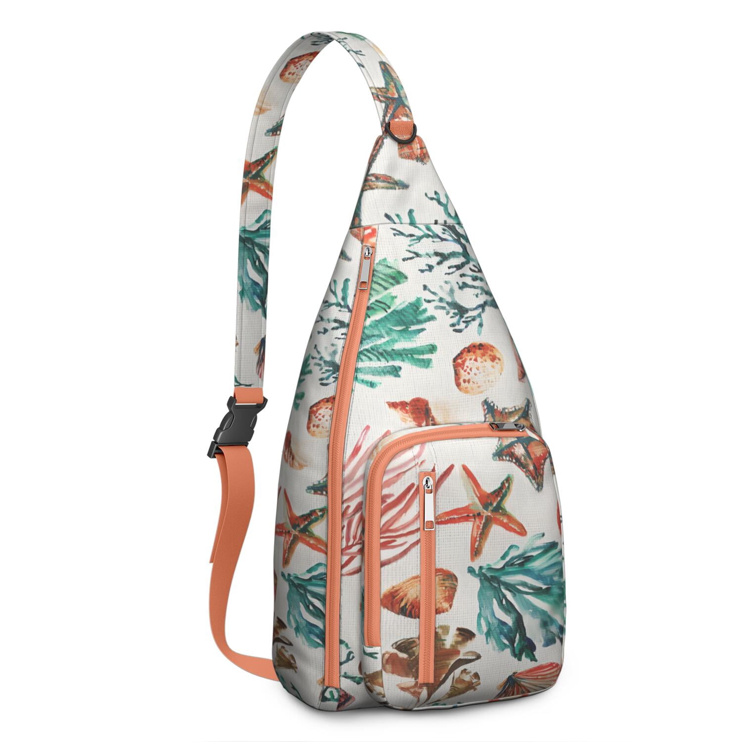 Boho Starfish Sling Backpack – Tropical Ocean-Inspired Hiking Daypack ...