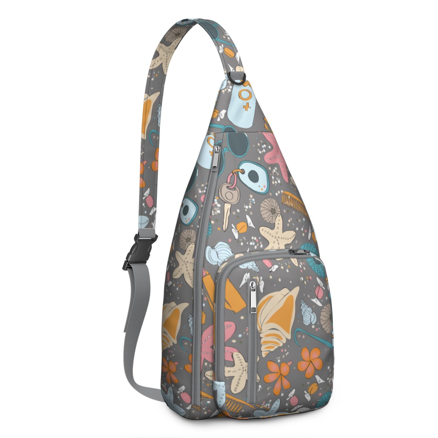 Boho Starfish Sling Backpack – Tropical Ocean-Inspired Hiking Daypack ...