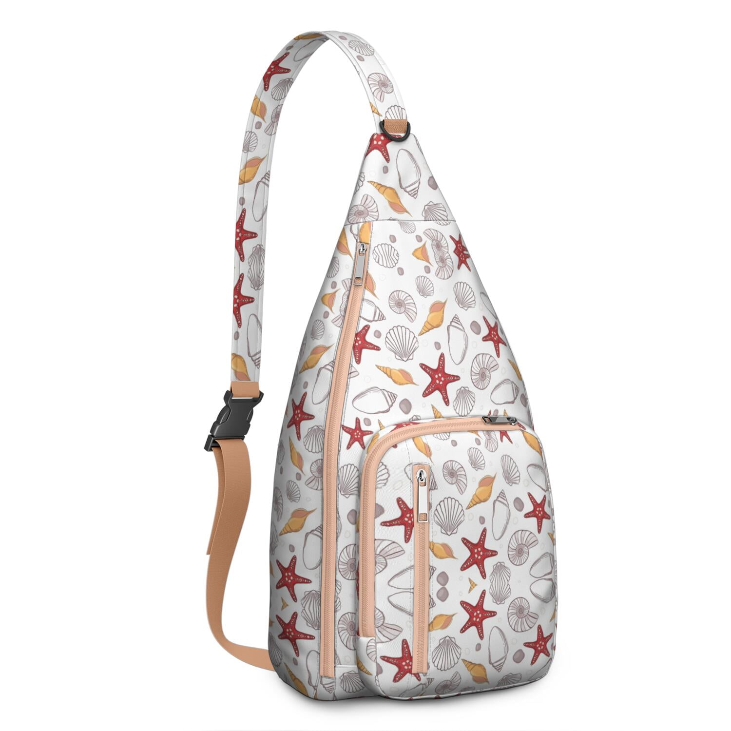 Boho Starfish Sling Backpack – Tropical Ocean-Inspired Hiking Daypack ...
