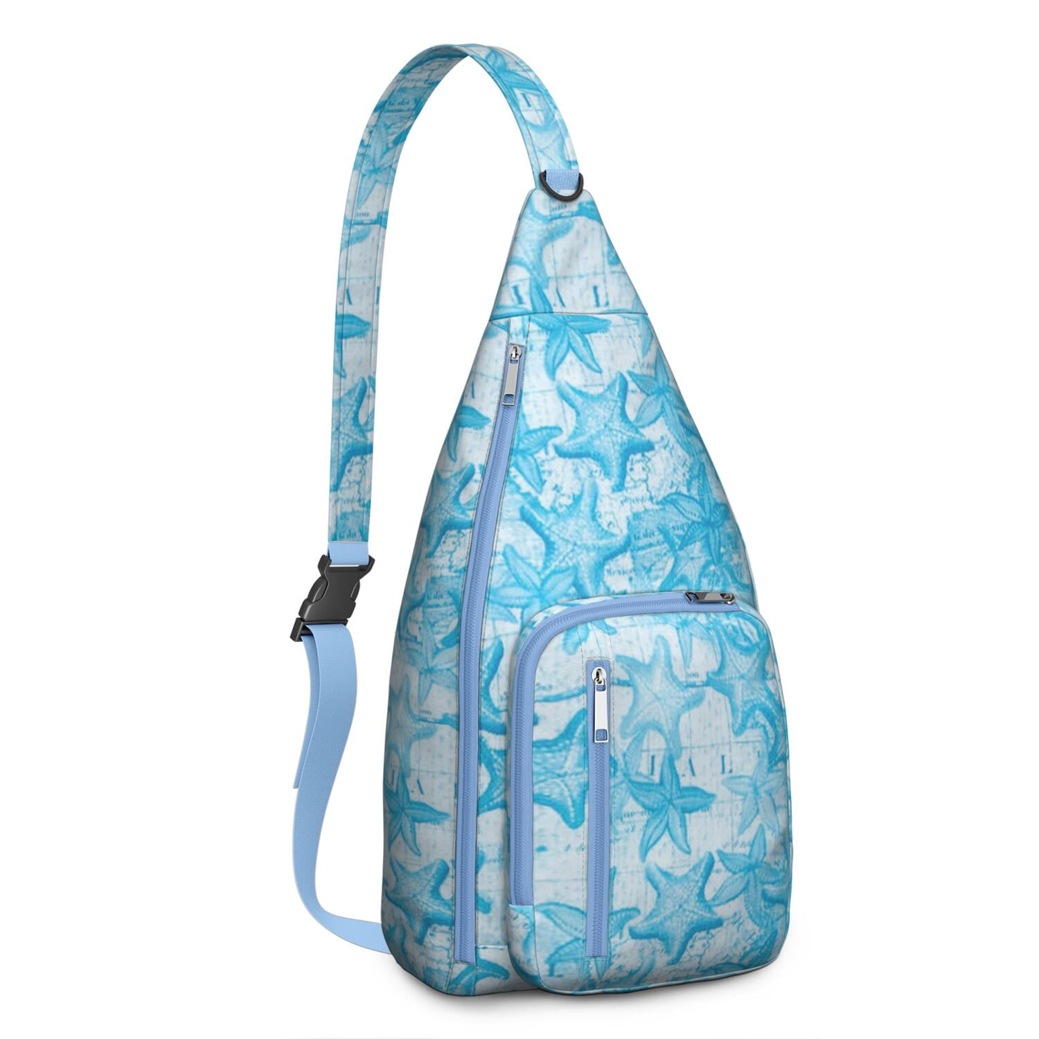 Boho Starfish Sling Backpack – Tropical Ocean-Inspired Hiking Daypack ...