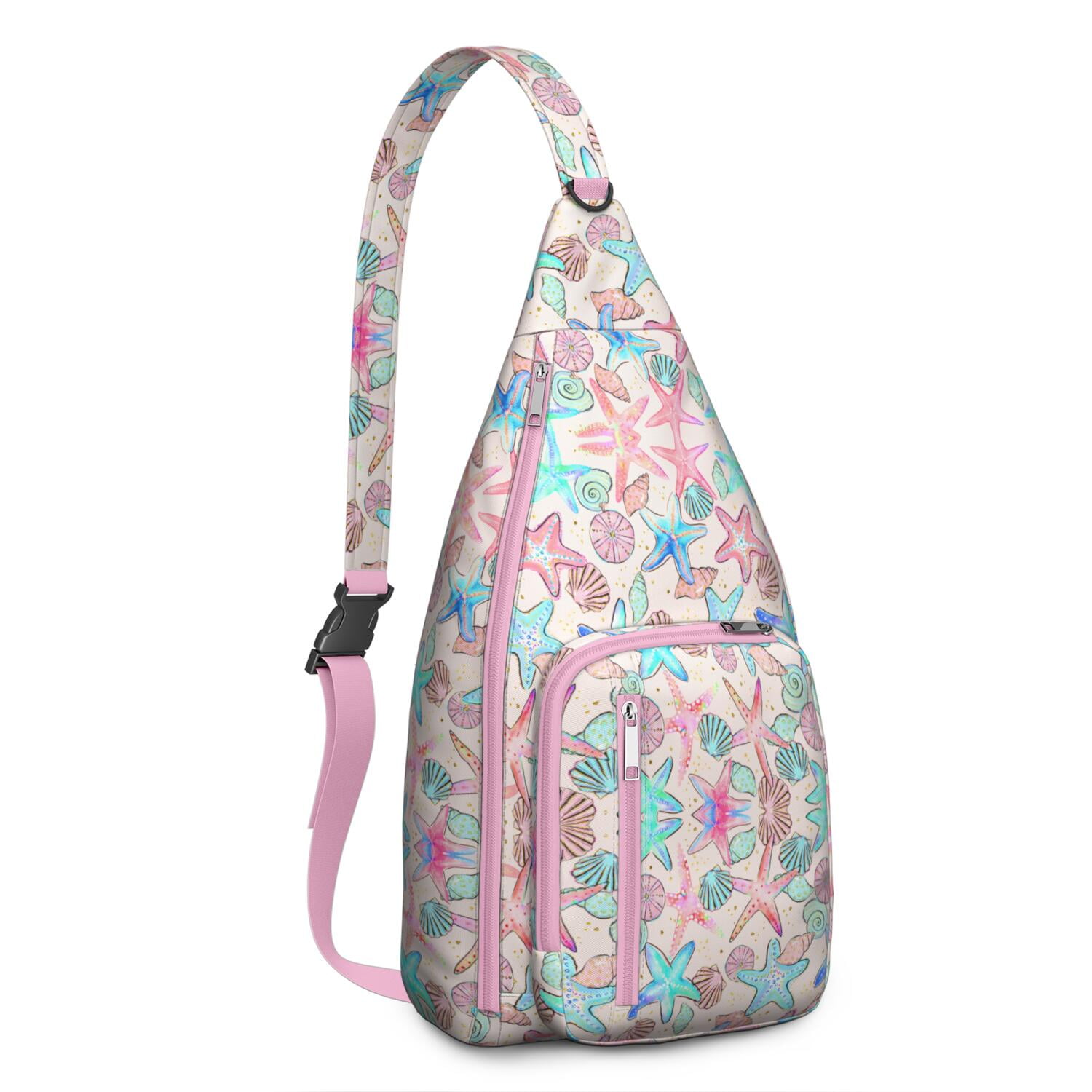 Boho Starfish Sling Backpack – Tropical Ocean-Inspired Hiking Daypack ...