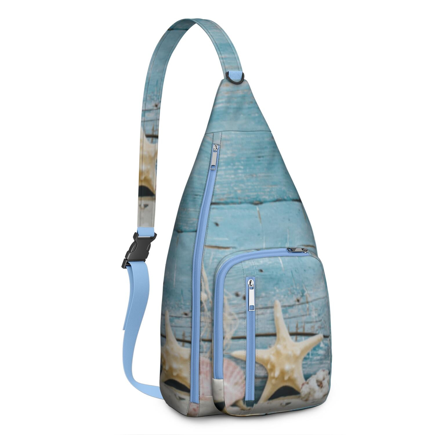 Boho Starfish Sling Backpack – Tropical Ocean-Inspired Hiking Daypack ...