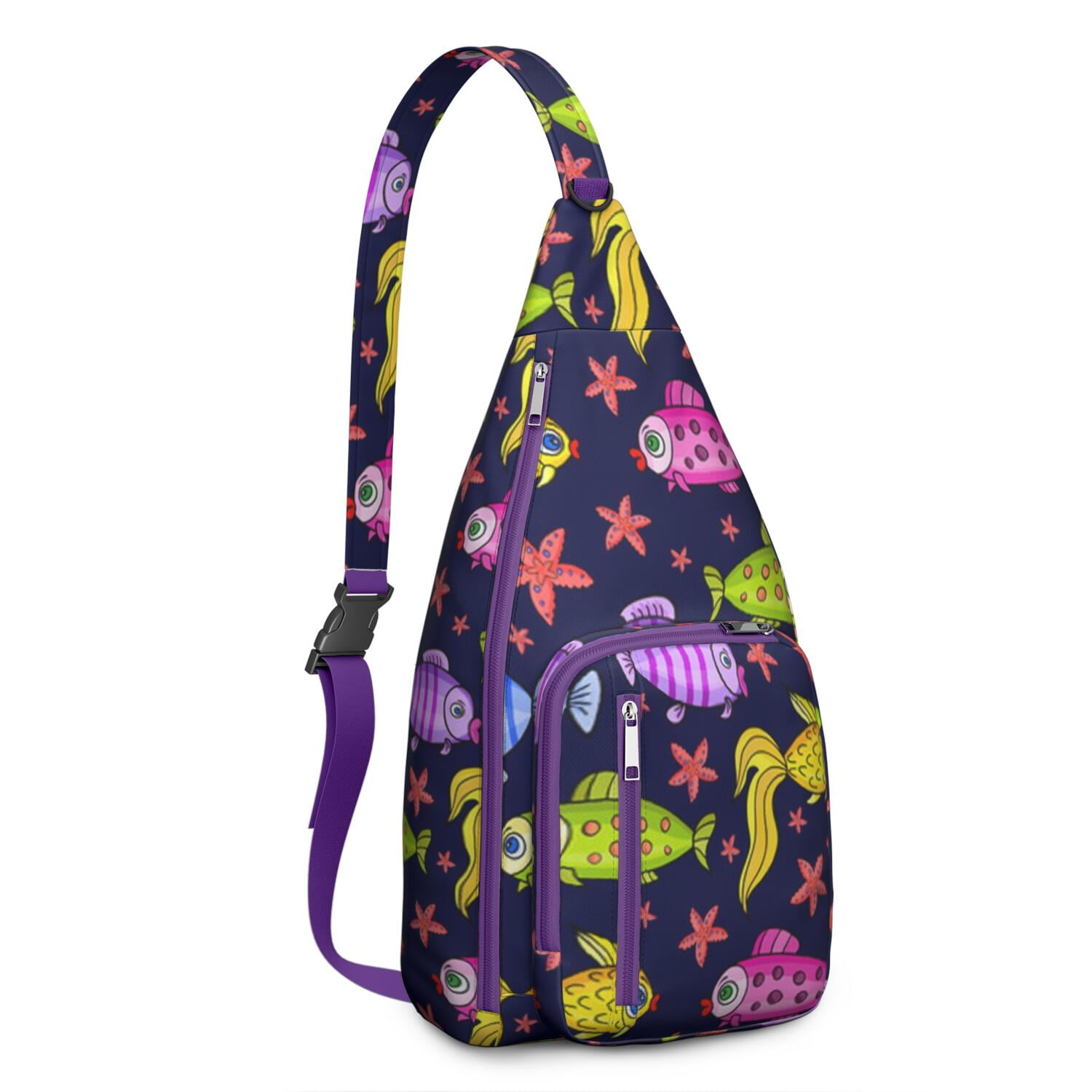 Boho Starfish Sling Backpack – Tropical Ocean-Inspired Hiking Daypack ...