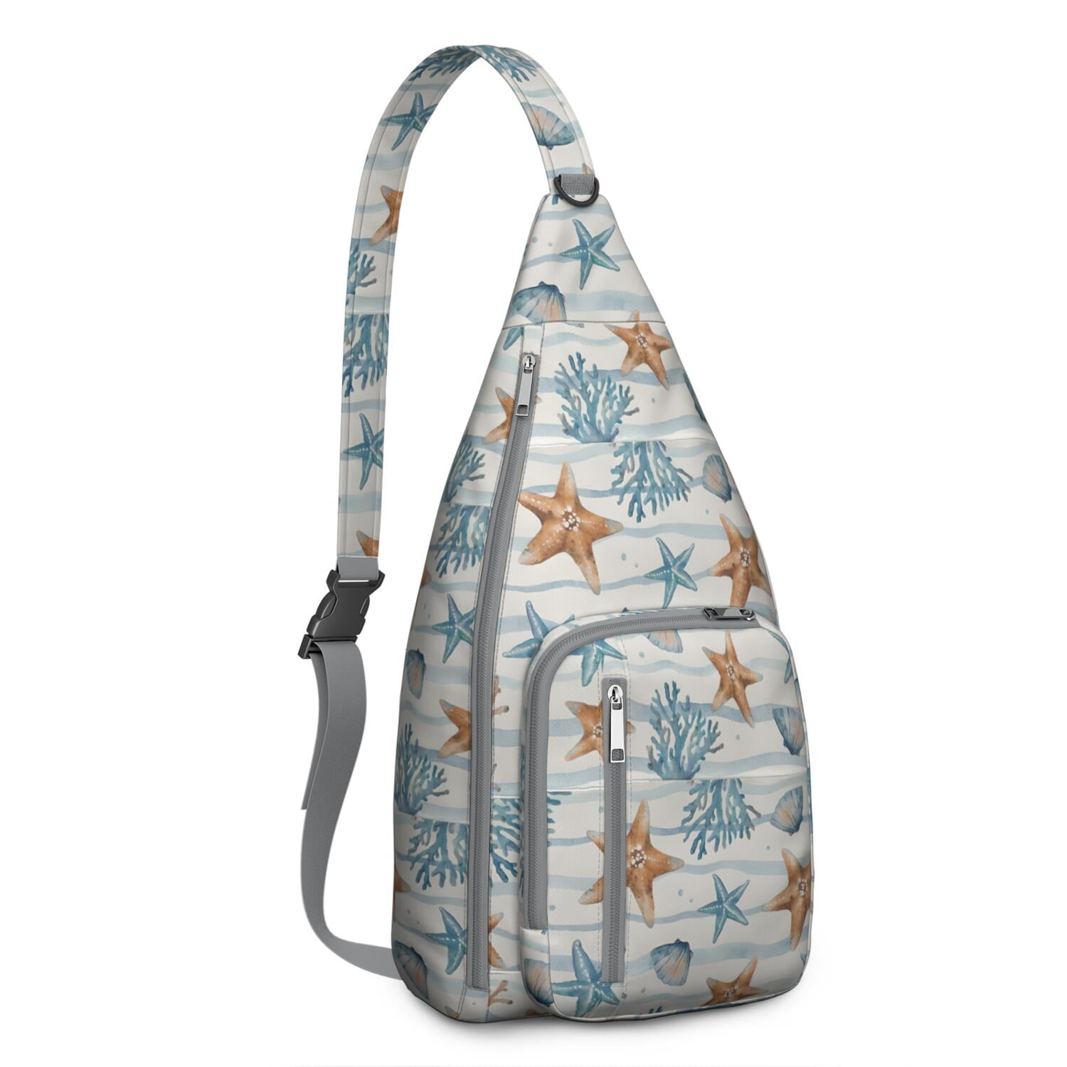 Boho Starfish Sling Backpack – Tropical Ocean-Inspired Hiking Daypack ...