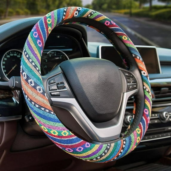 Boho Steering Wheel Covers for Women Cloth Bohemian Universal 15 Inches ...