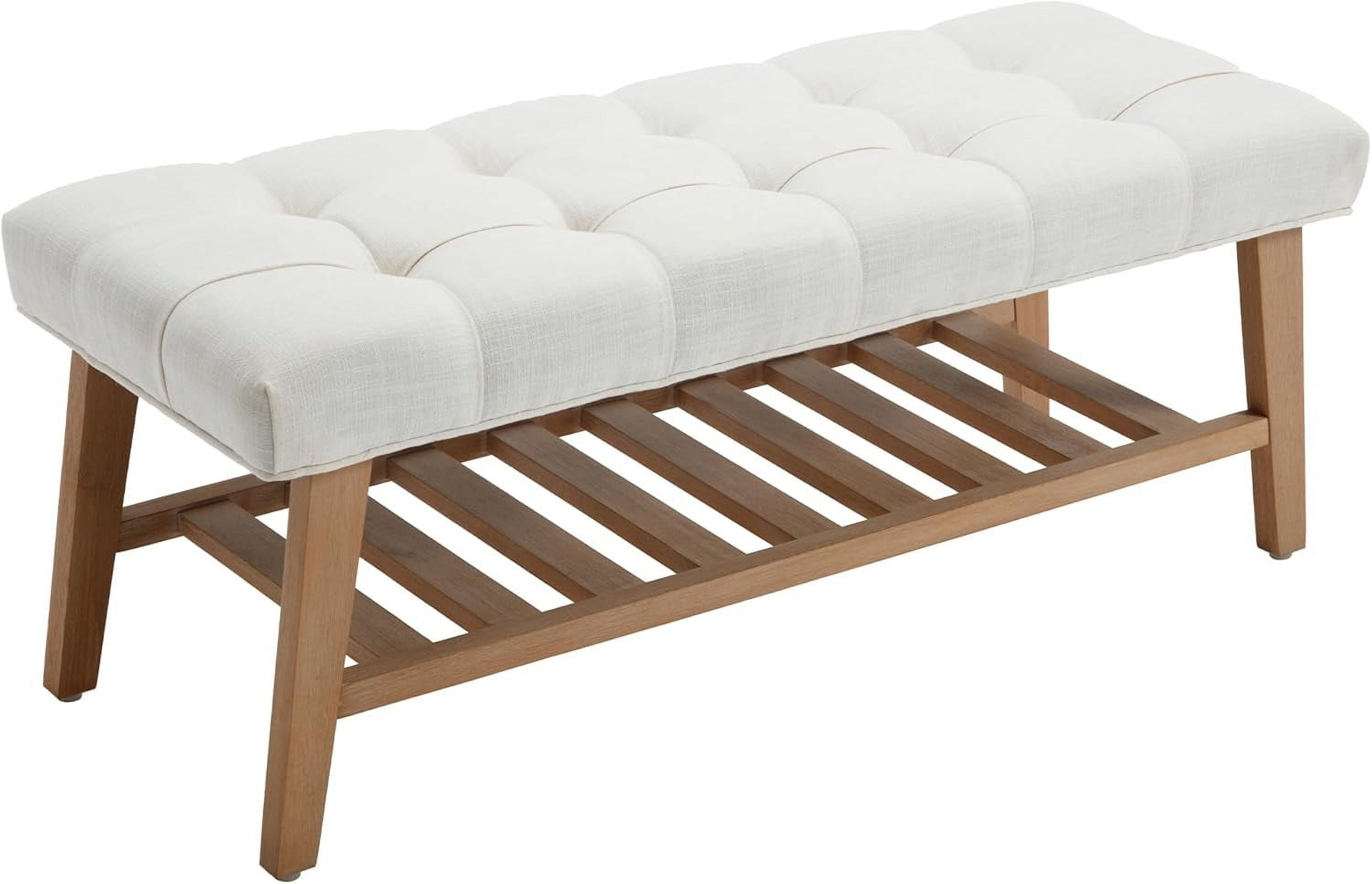 Boho Storage Bench for Living Room Upholstered Linen Entryway Bench ...