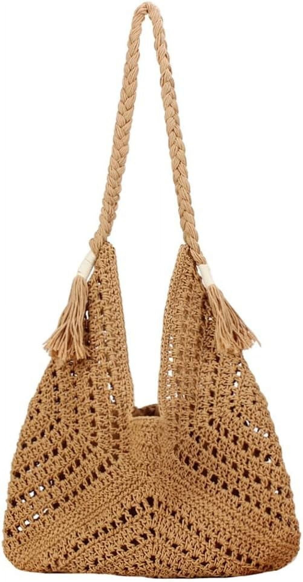 Boho Straw Bags for Women Large Woven Tote Bag Straw Beach Bag Shoulder ...
