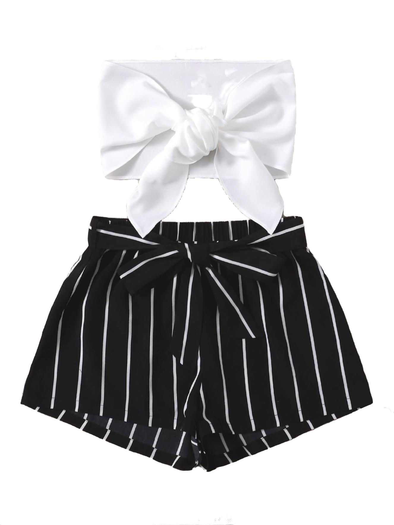 Boho Striped Strapless Sleeveless Black and White Womens Tube Top ...