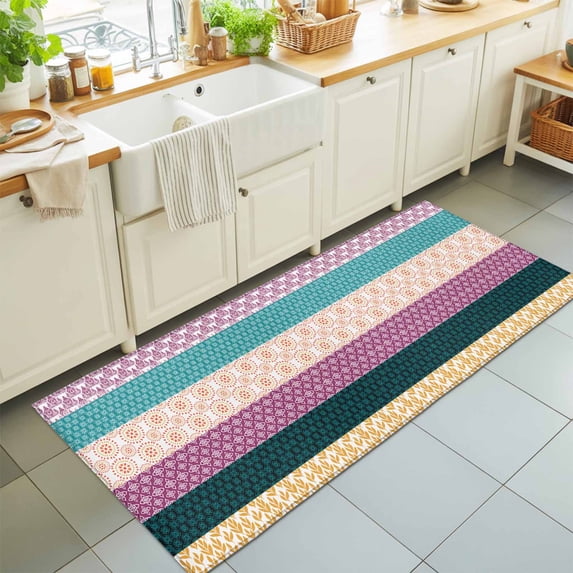 Boho Stripes Abstract Geometric Rectangle Rug 2'x6' Tribal Ethnic Style ...