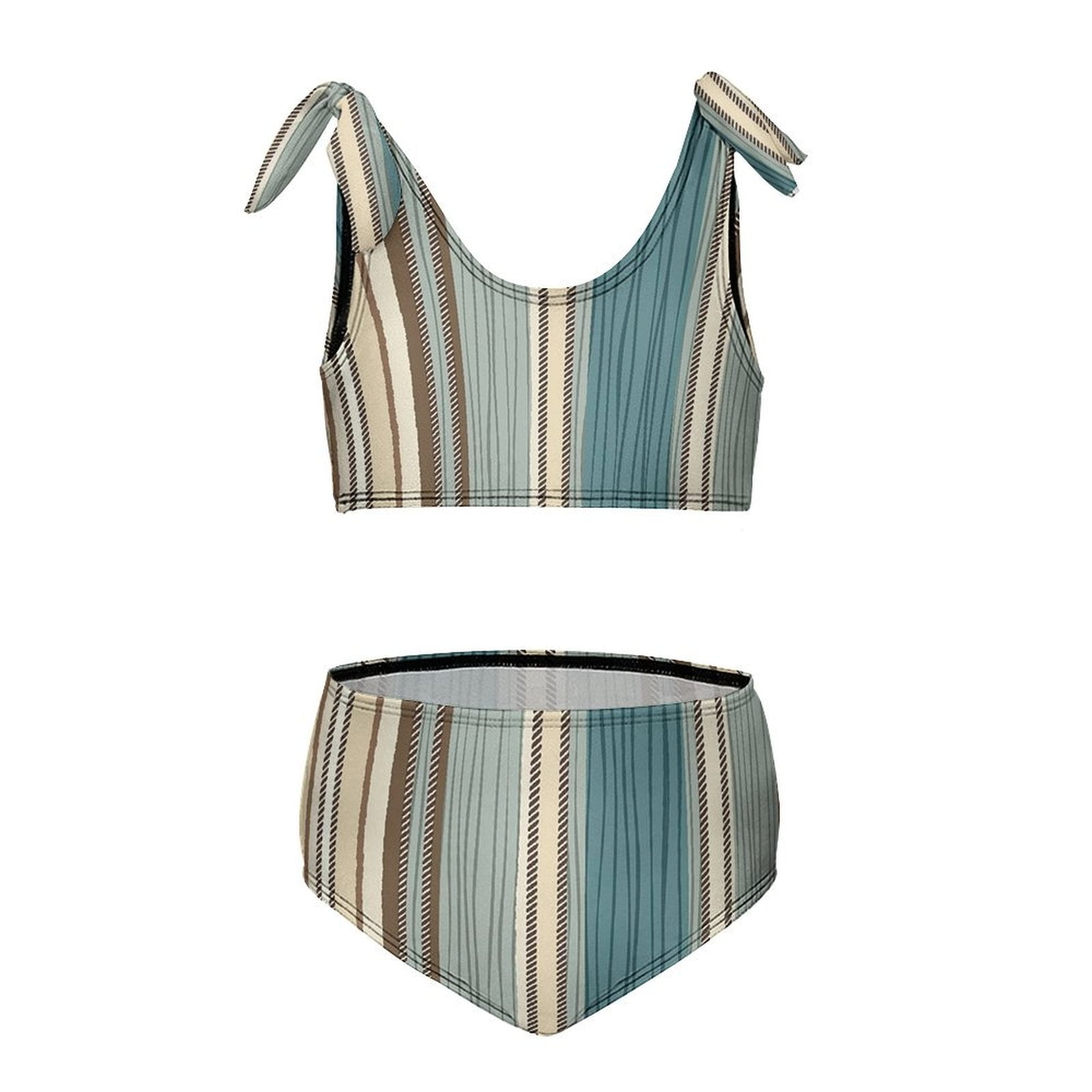 Boho Stripes Bohemian Girl's 2 Piece Bikini Set Beach Sport Swimsuit ...