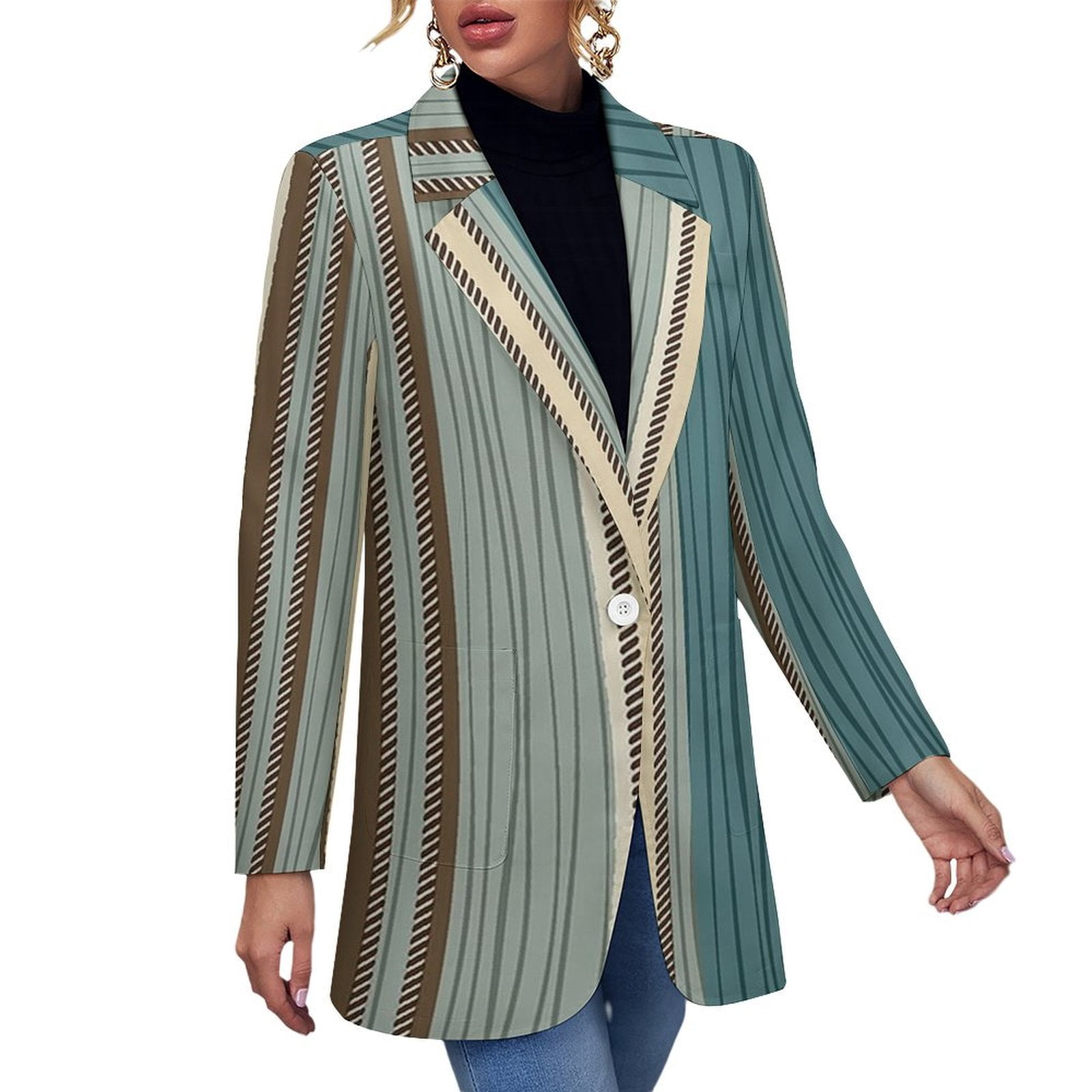Boho Stripes Bohemian Woman Casual Loose Suits Summer Jacket Woman ...