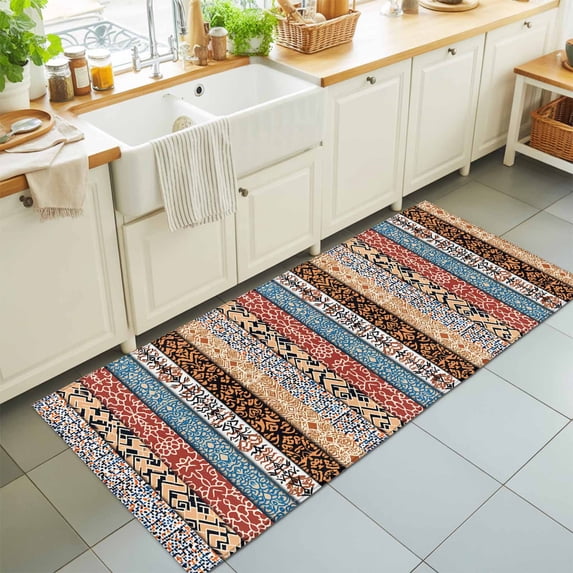 Boho Stripes Ethnic Style Rectangle Area Rug 2x6ft,Living Room Rug Non ...