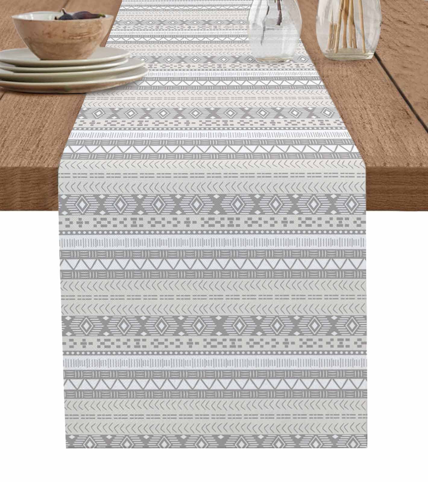 Boho Stripes Table Runner Abstract Polka Dot Rustic Tribal Patterns ...