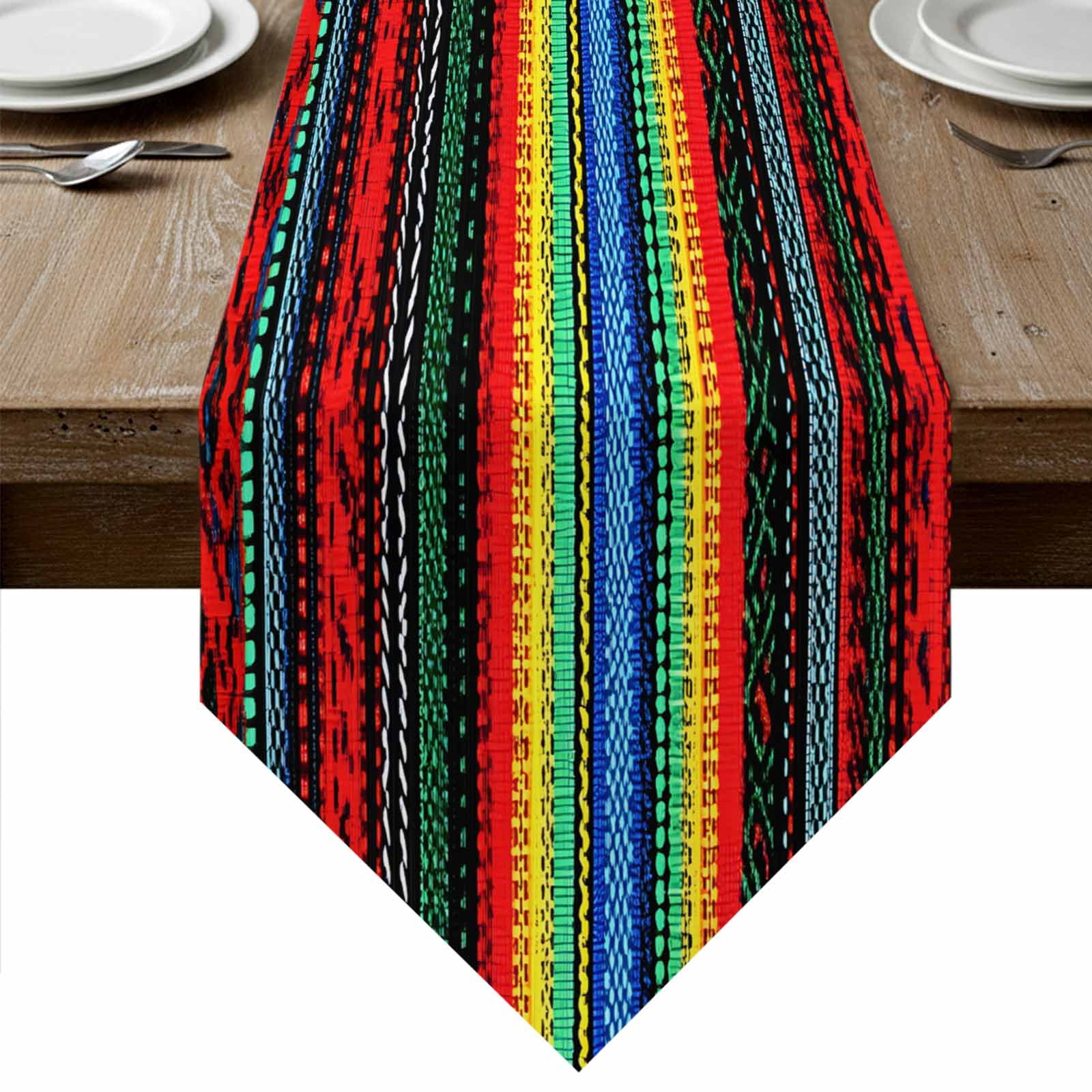 Boho Stripes Table Runner Linen Burlap Table Runner 90 Inches Long ...