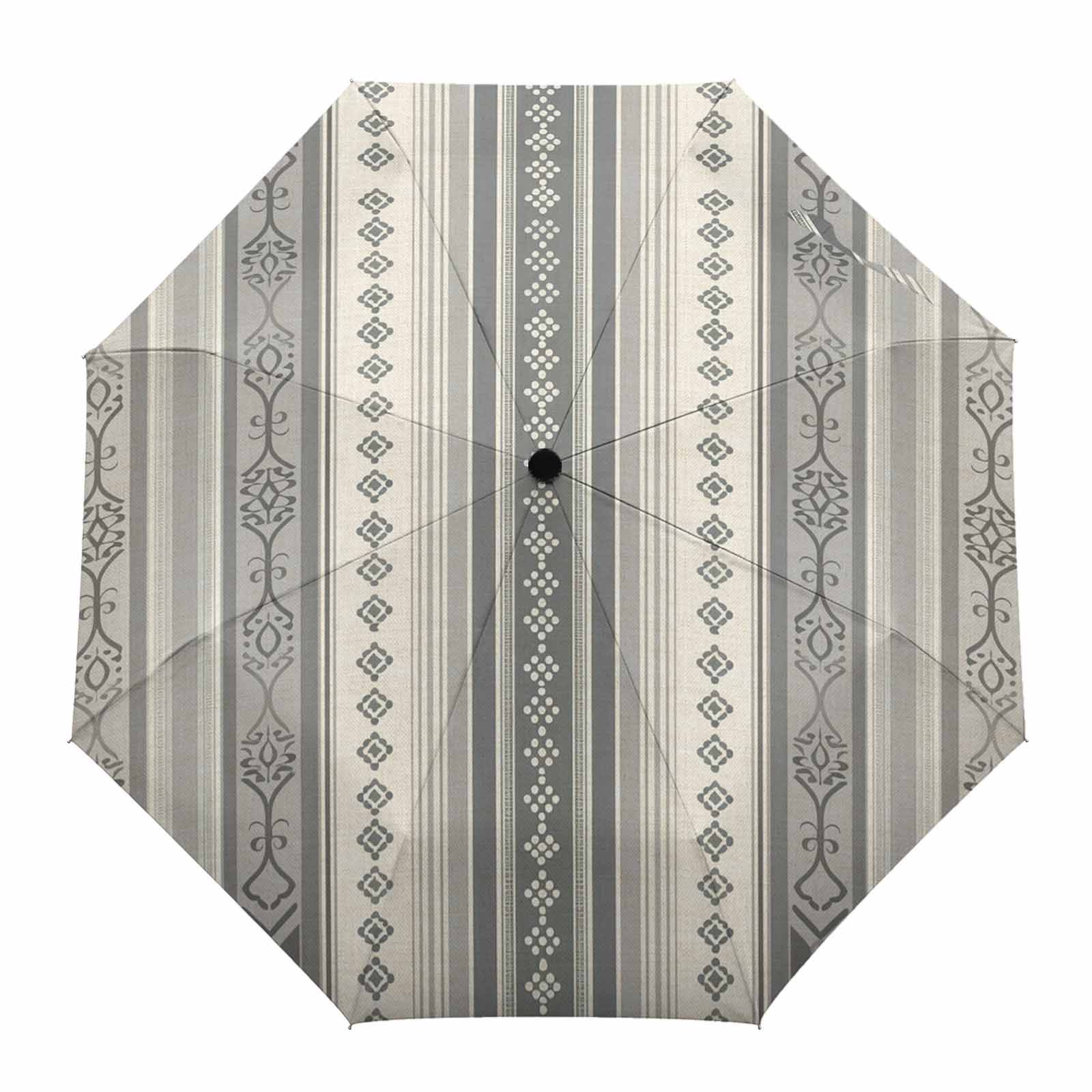 Boho Stripes Texture Automatic Umbrella Travel Folding Umbrella ...