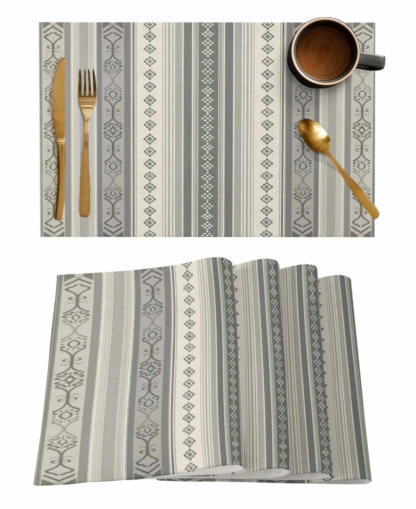 Boho Stripes Texture Table Mat Wedding Holiday Party Dining Table ...