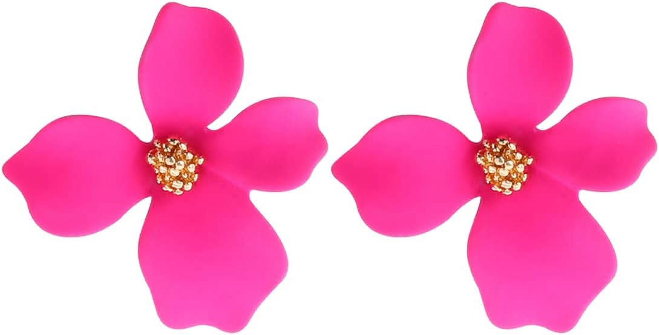Boho Stud Earrings for Women - Chic Flower Statement Earrings with Gold ...
