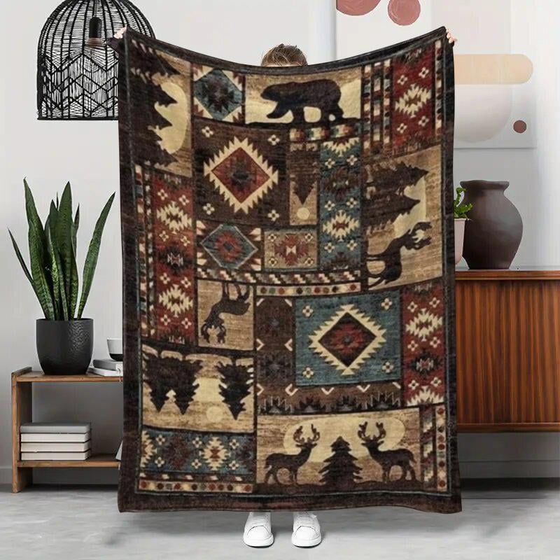 Boho Style Animal Pattern Blanket, Soft Warm Throw Blanket, Air ...