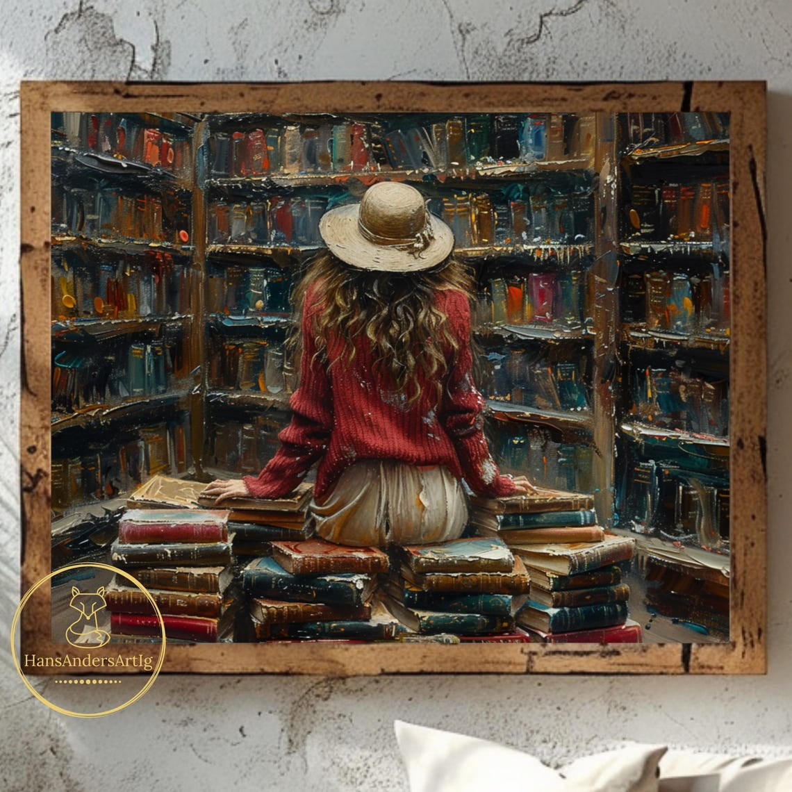 Boho Style Book Lover Poster Cottagecore Vintage Style Print Light ...