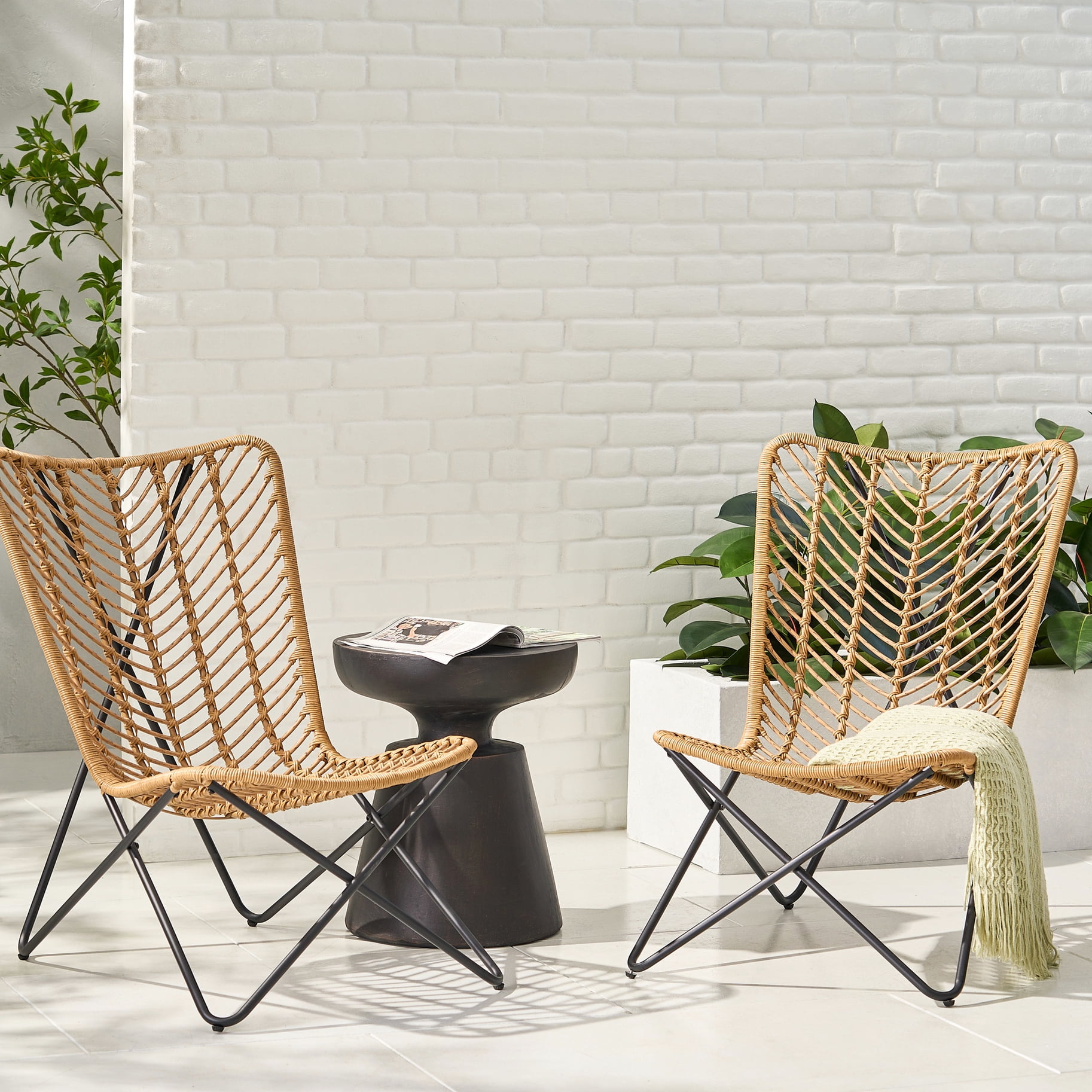 Boho-Style Chair Set | Geometric Cross Base Support | 21.00 in Seat ...