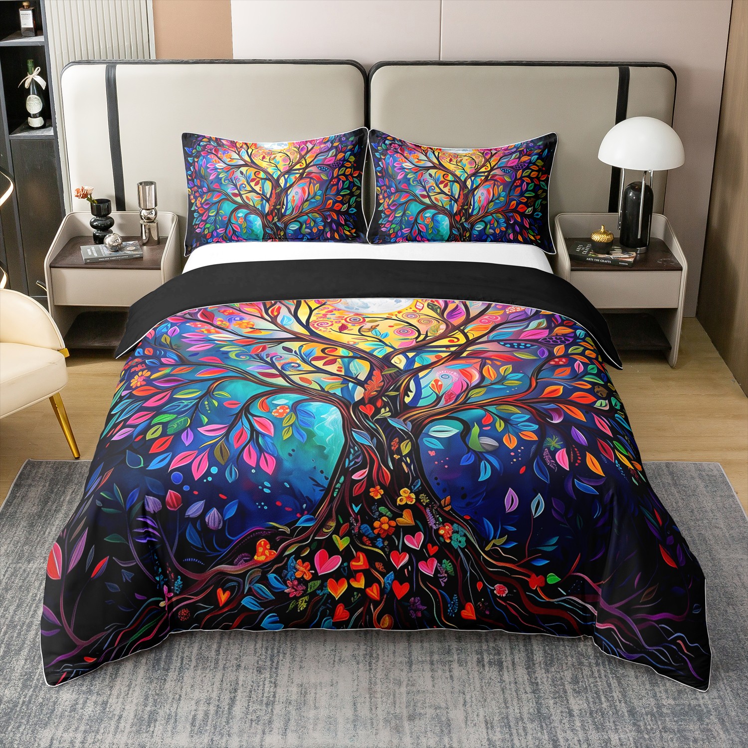 Boho Style Cotton Duvet Cover Sets(NO Comforter),Colorful Tree of Life ...
