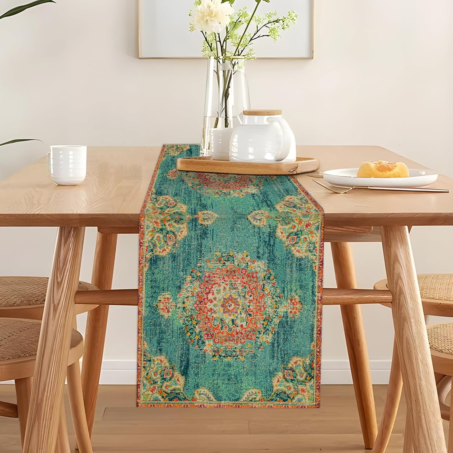 Boho Style Dusty Blue Placemats Set of 4,Vintage Elegant Farmhouse ...